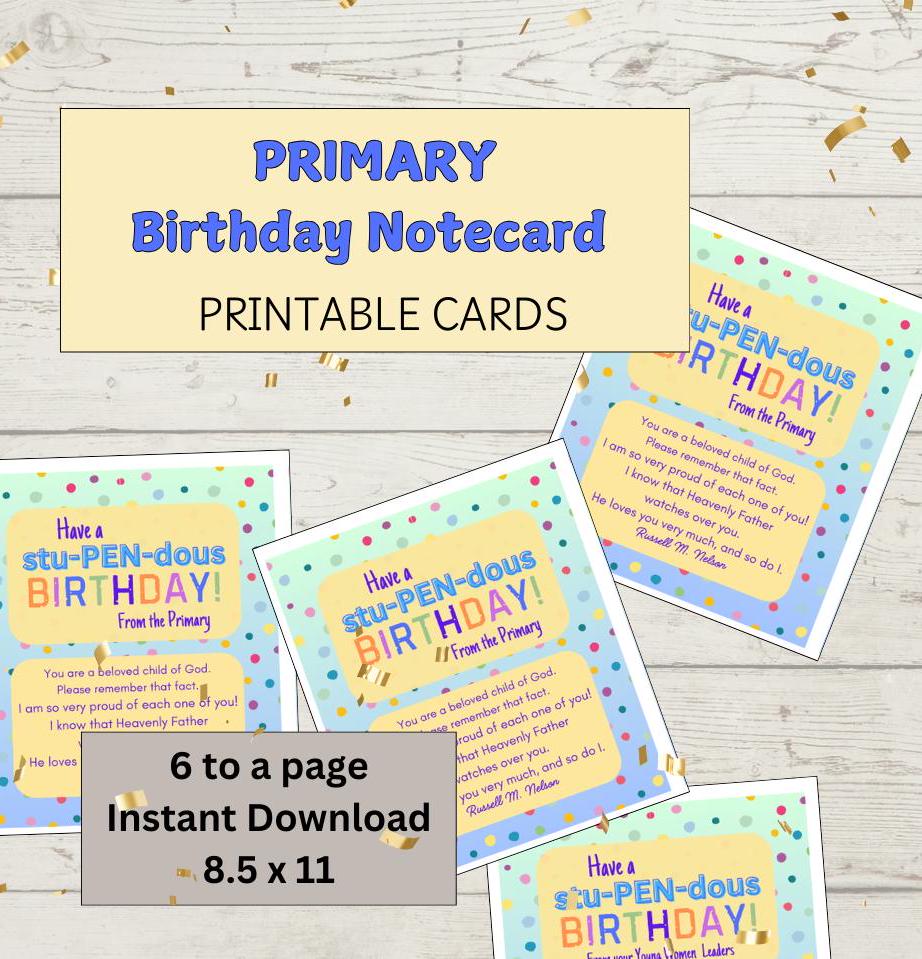 PRIMARY Card Pen Handout Stupendous Birthday Card Bday Gifts Instant ...