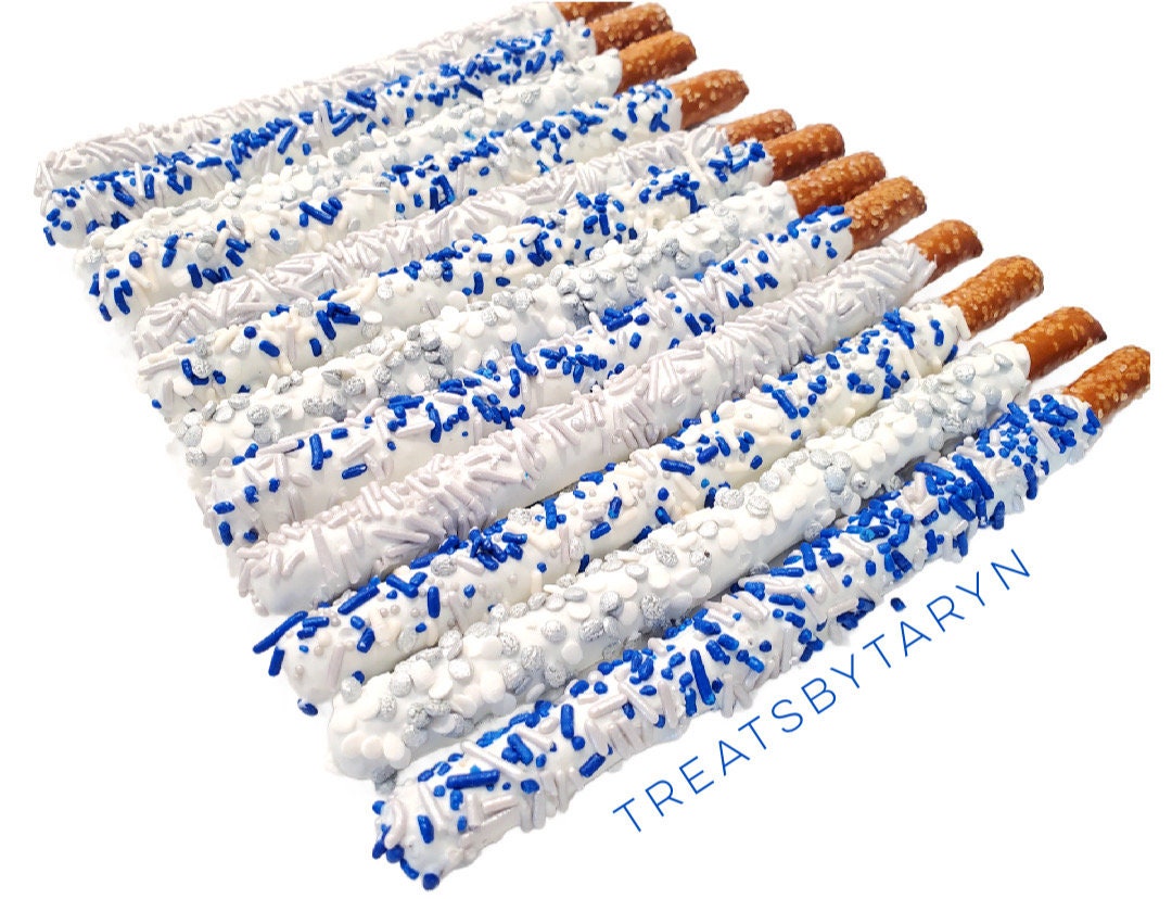 Royal Blue Chocolate Covered Pretzels: Silver Spritz Rods (12) - Etsy