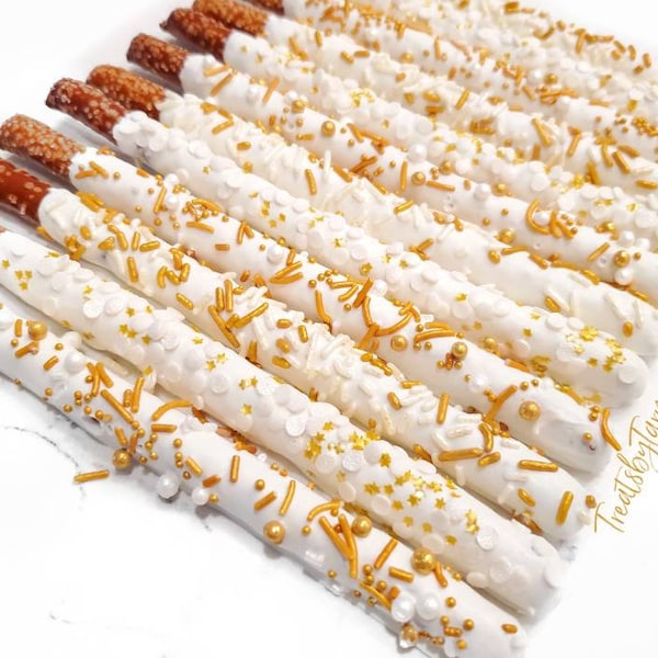 Bride and Groom Pretzel Rods - Etsy