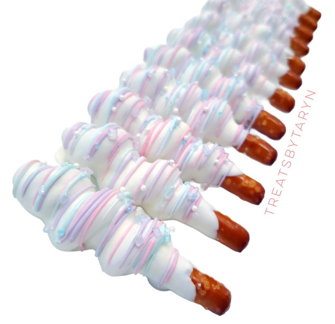 Mini Chocolate Covered Pretzel Rods: Caramel Twist, Pastel Candy (12pc ...