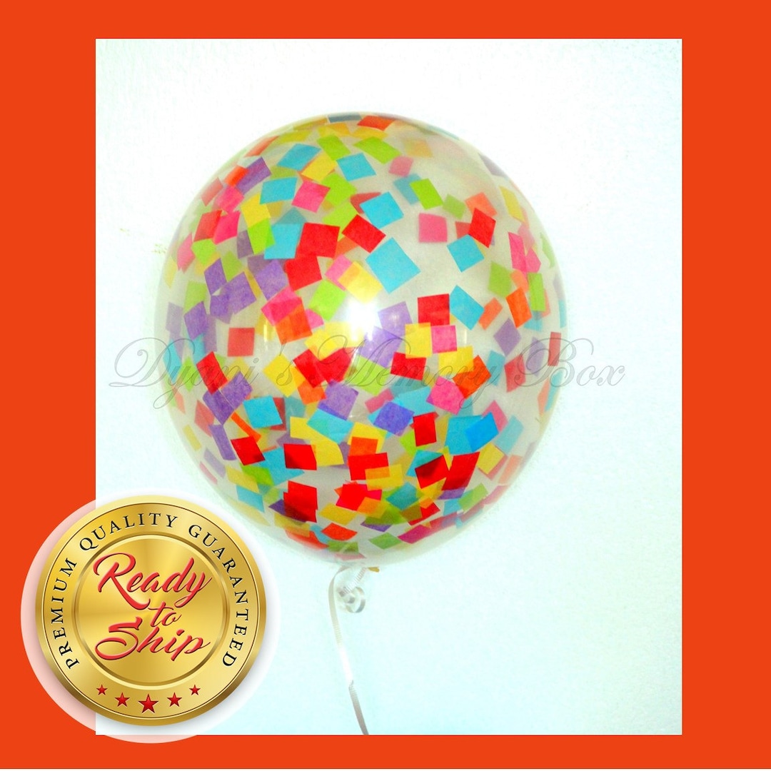 Set of 12 Clear Confetti-filled Balloons / Fiesta Confetti Balloons ...