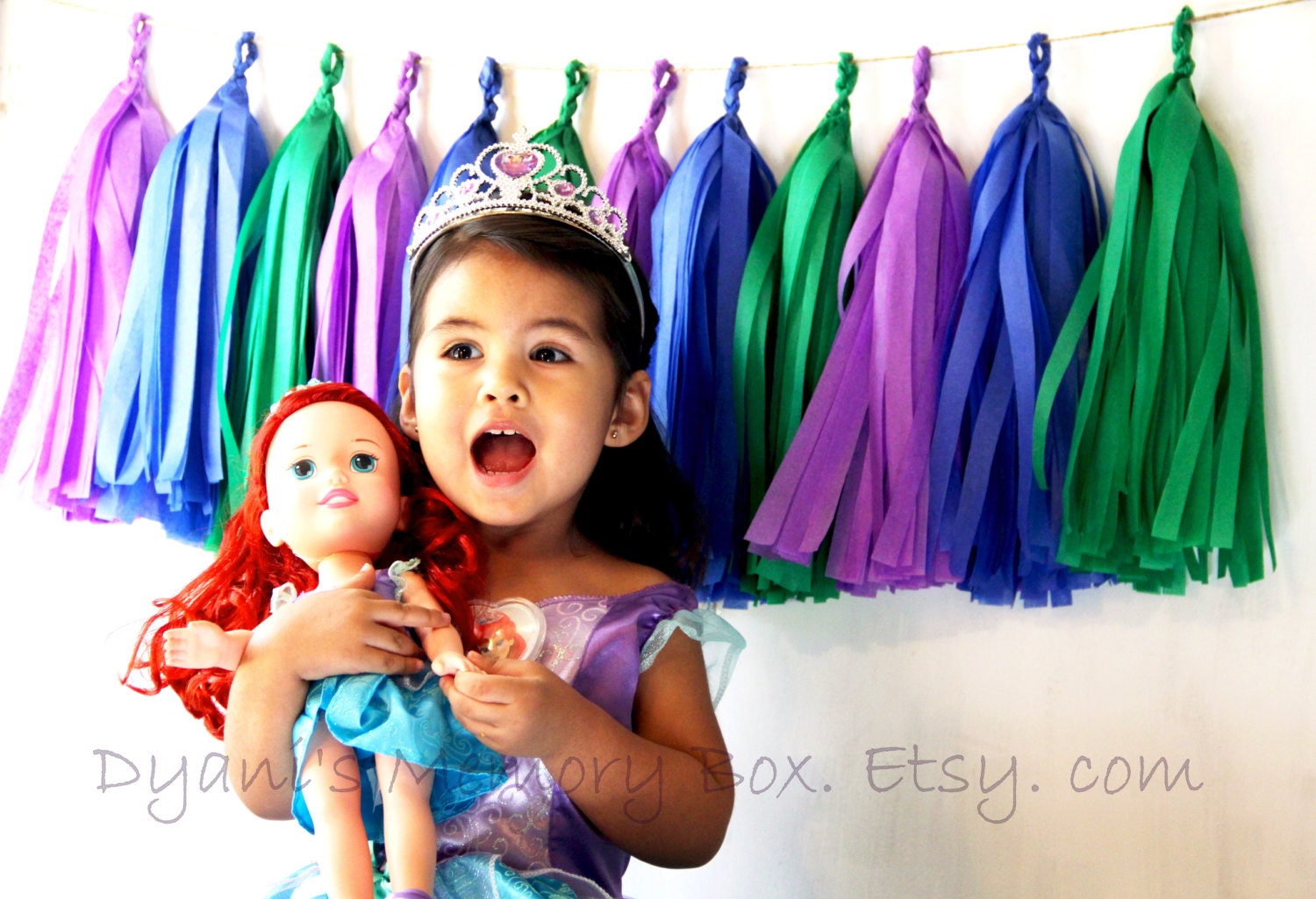 Little Mermaid Handmade Tissue Tassel Garland / Green Purple - Etsy