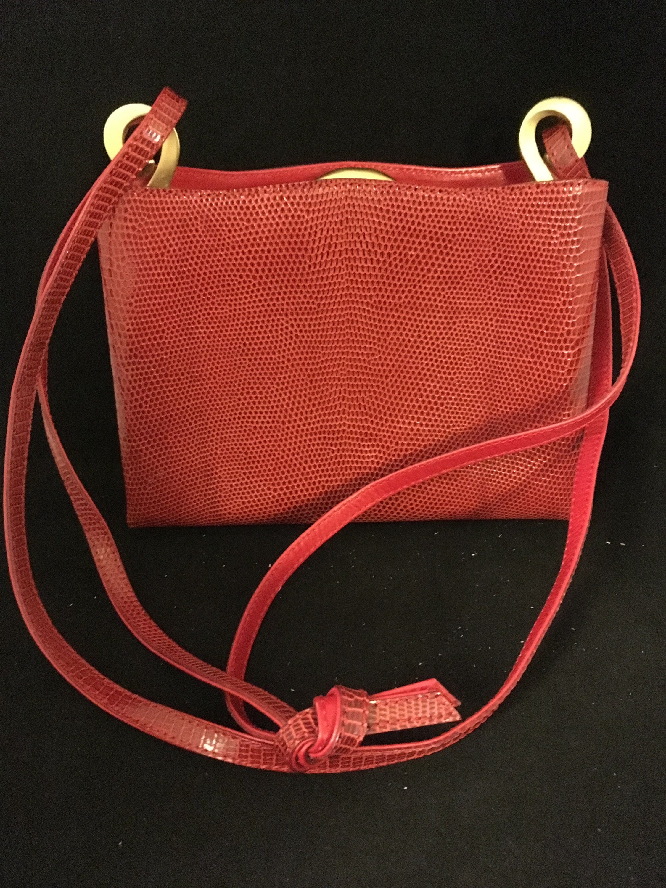 Devecchi by Hamilton Hodge Vintage Red Lizard Skin Handbag - Etsy