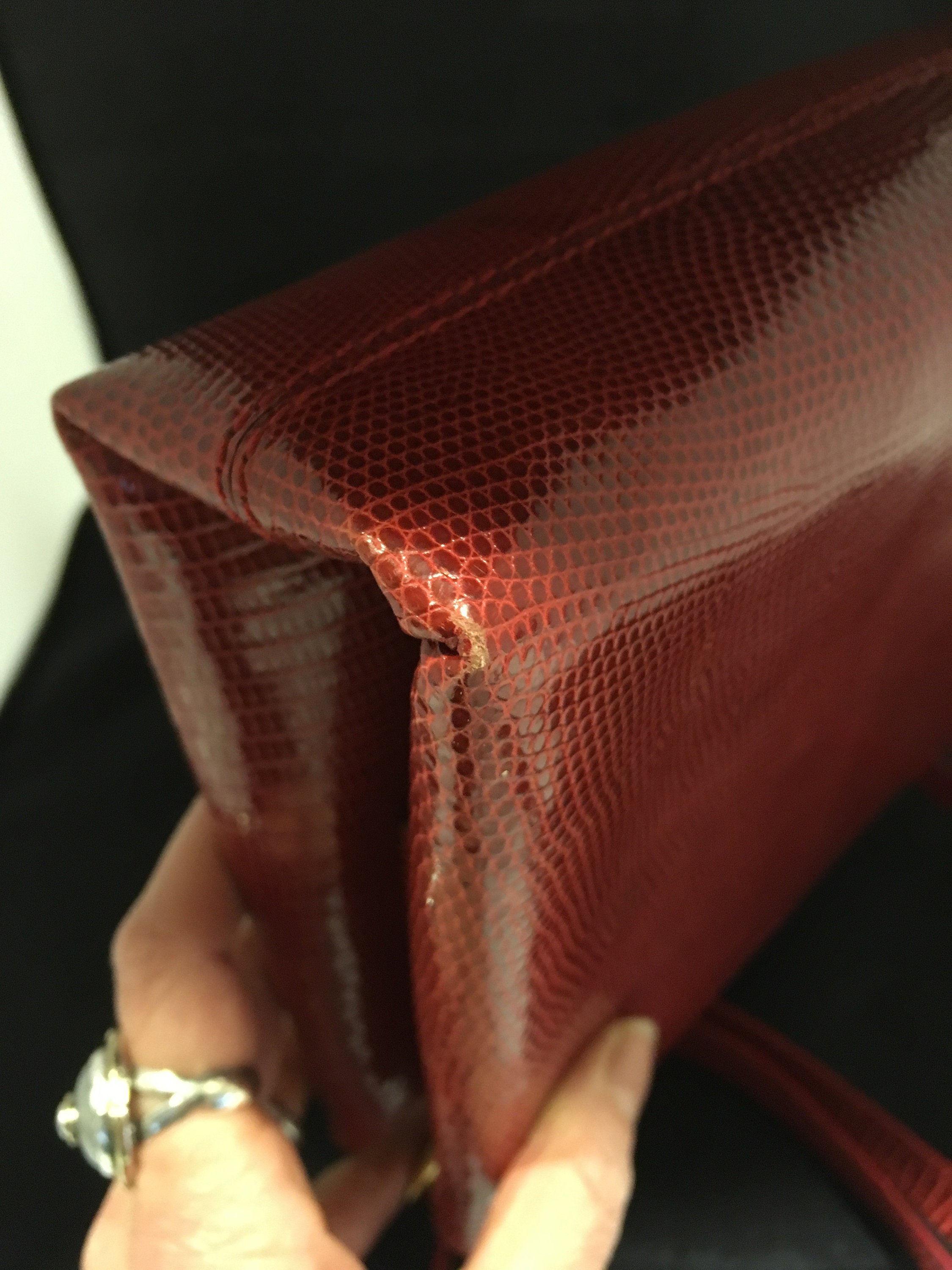 Devecchi by Hamilton Hodge, Vintage Red Lizard Skin Handbag, Circa 1989 ...