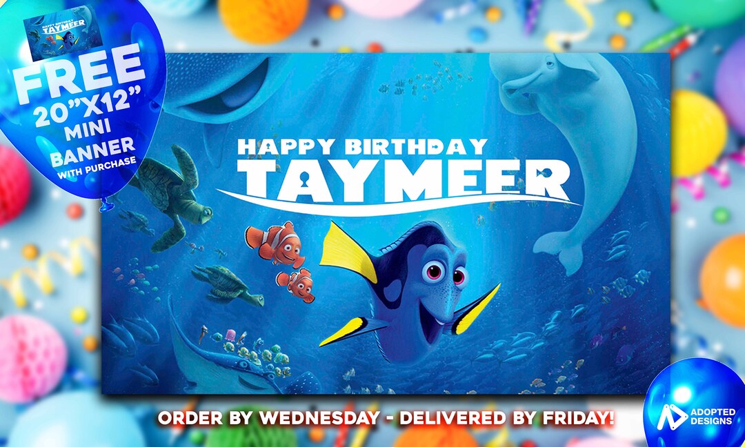 Finding Nemo Birthday Banner Finding Nemo Movie 5 'x 3' Birthday Banner ...