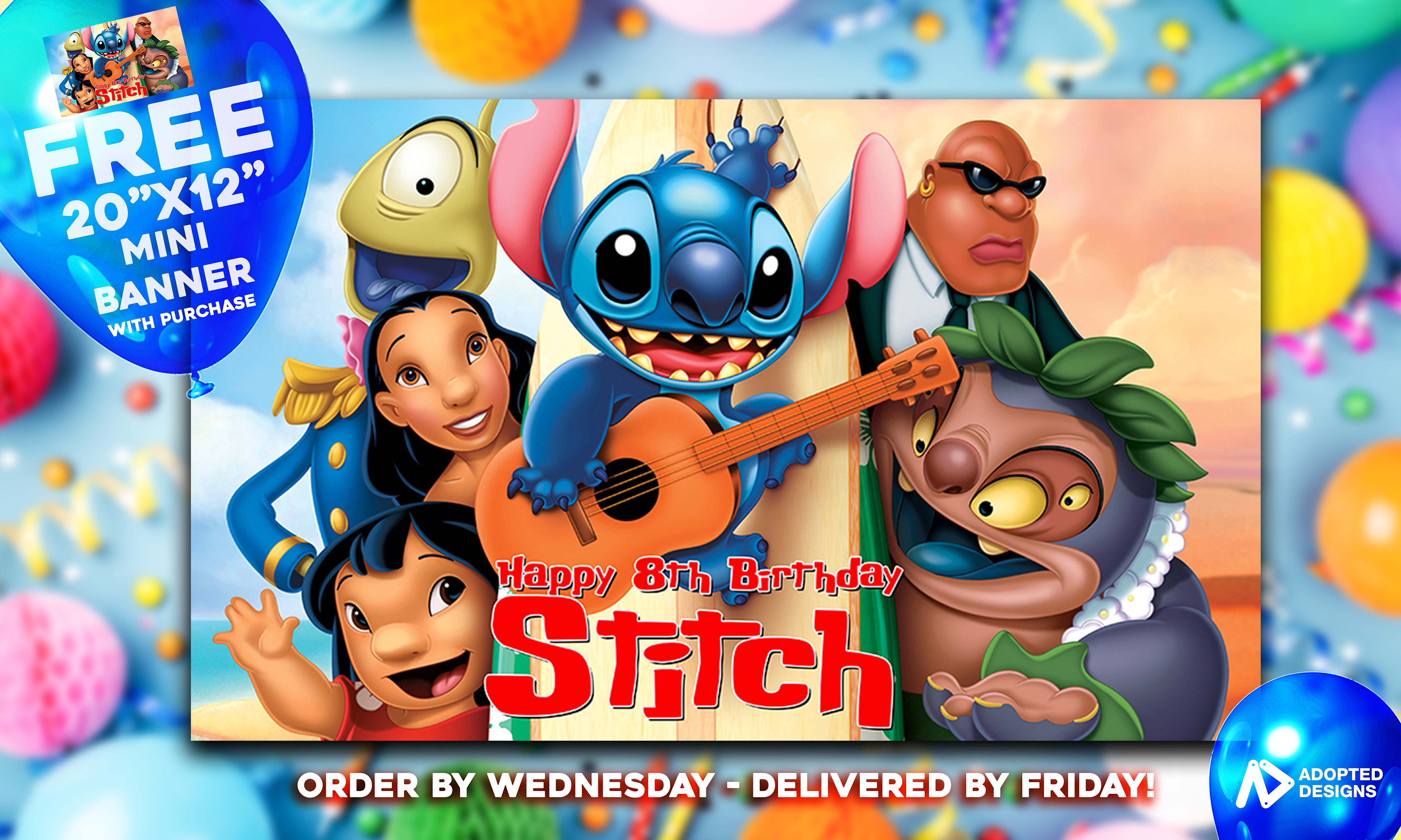 Stitch Birthday Banner Disney Lilo and Stitch Movie 5 - Etsy UK
