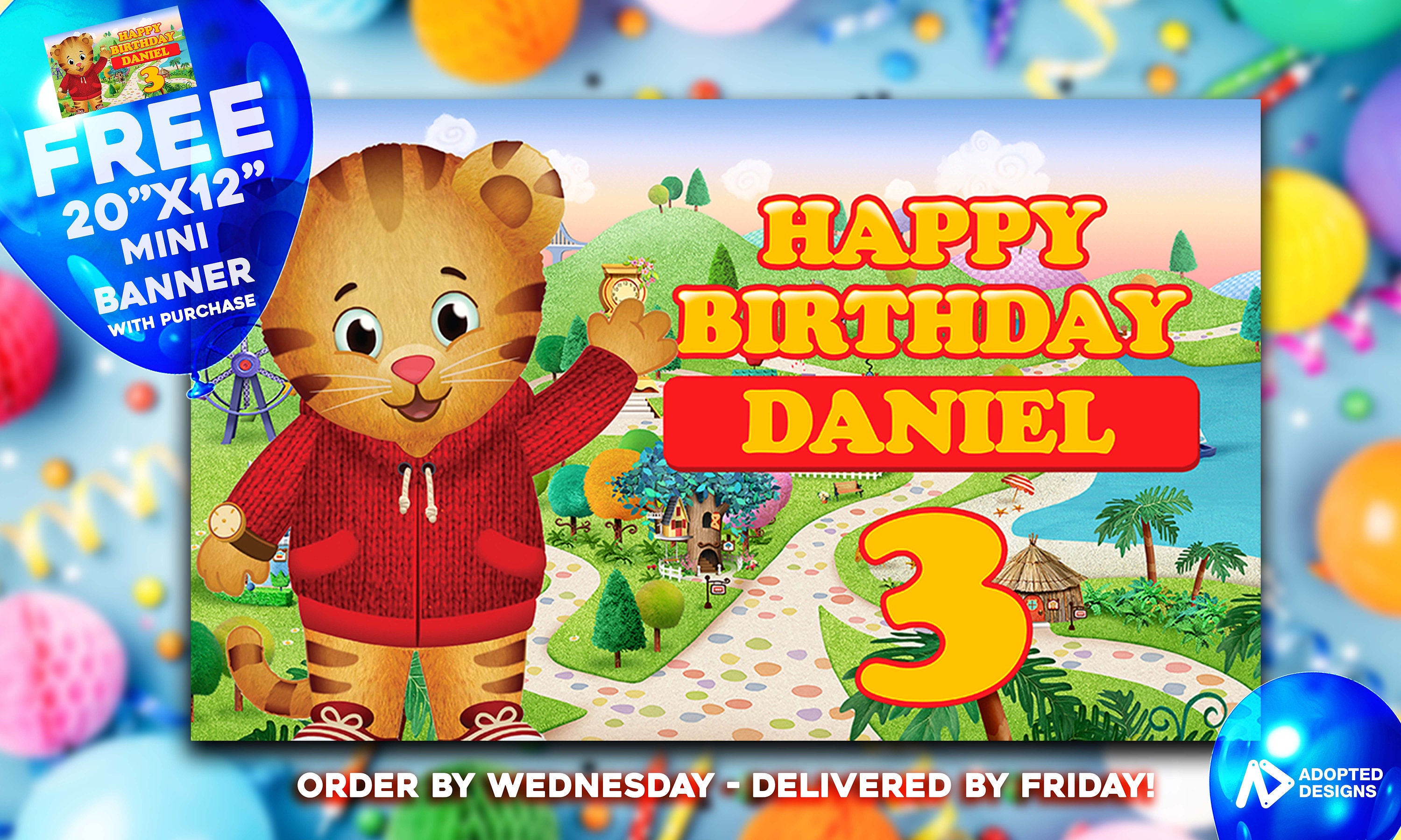 Daniel Tiger Birthday Banner Daniel Tiger TV Show 5 'x | Etsy