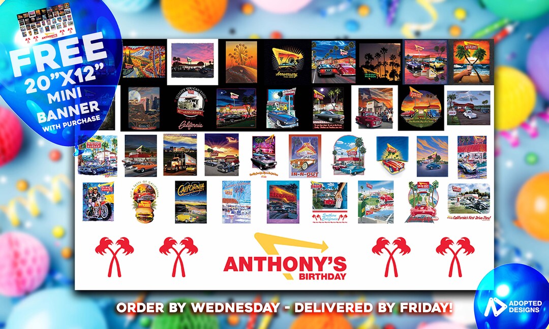 IN-N-OUT Birthday Banner In-n-out Fast Food Banner 5 'x 3' Birthday ...
