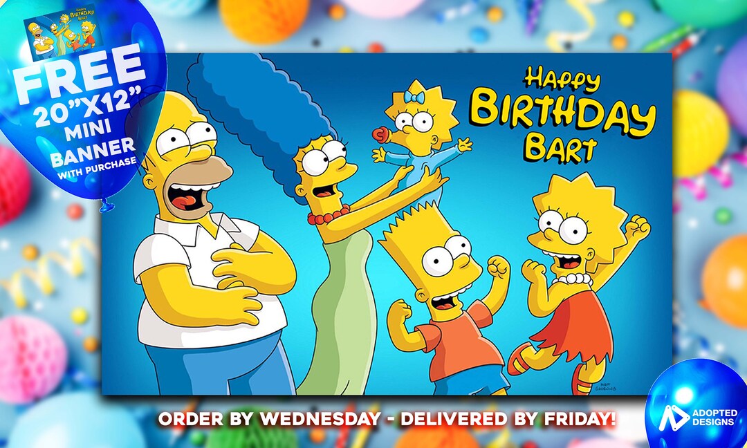 Simpson Birthday Banner Simpson TV Show 5 'x 3' Birthday Banner FREE ...