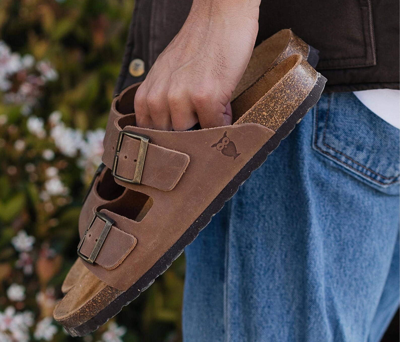 Cork Sandals, Summer Sandals, Mens Slide, Handmade, Original Footbed ...
