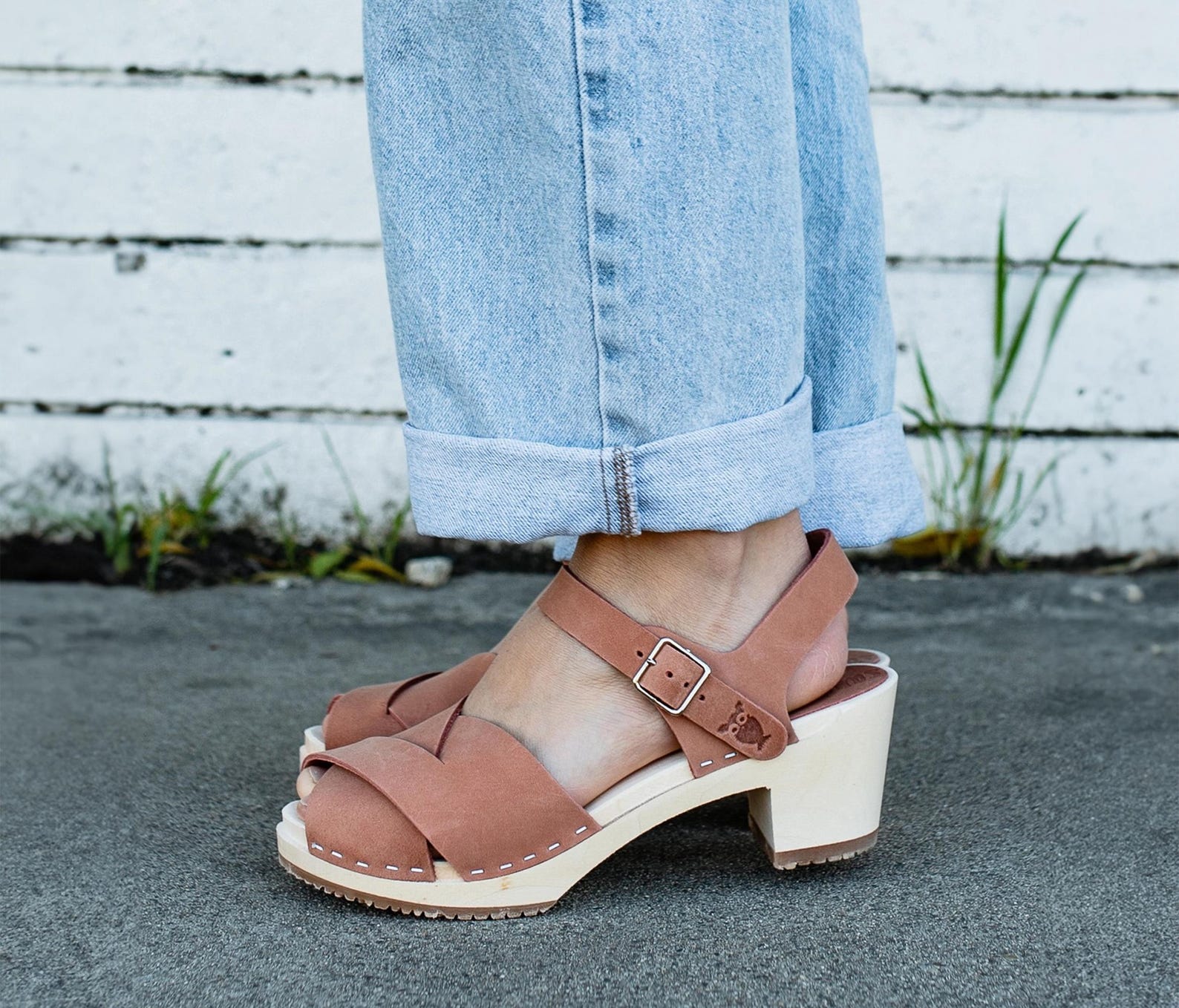 Wooden Sandals, Women Slide, High Heel Mules, Leather Clogs, Handmade ...