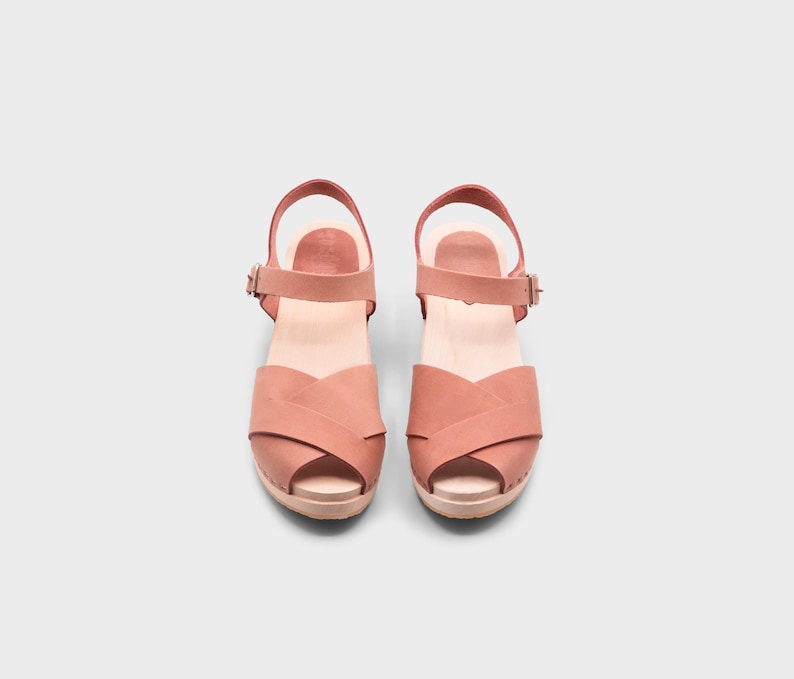 Wooden Sandals, Women Slide, High Heel Mules, Leather Clogs, Handmade ...