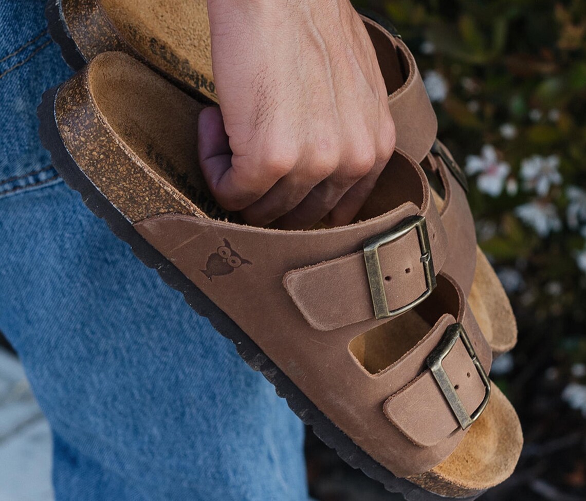Cork Sandals, Summer Sandals, Mens Slide, Handmade, Original Footbed ...
