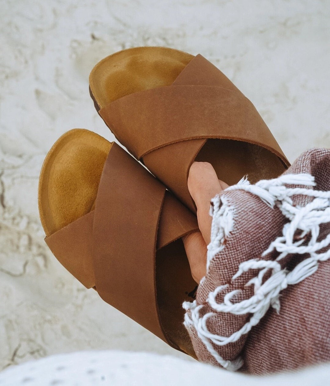 Hazel Brown Cork Sandals for Women / Cushioned Footbed / Sandgrens ...