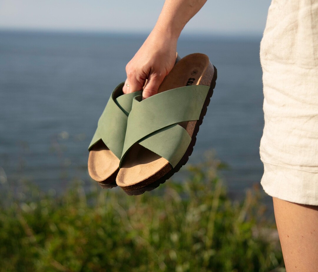 Cork Sandals, Women Slide, Summer Sandals, Handmade, Original Footbed ...