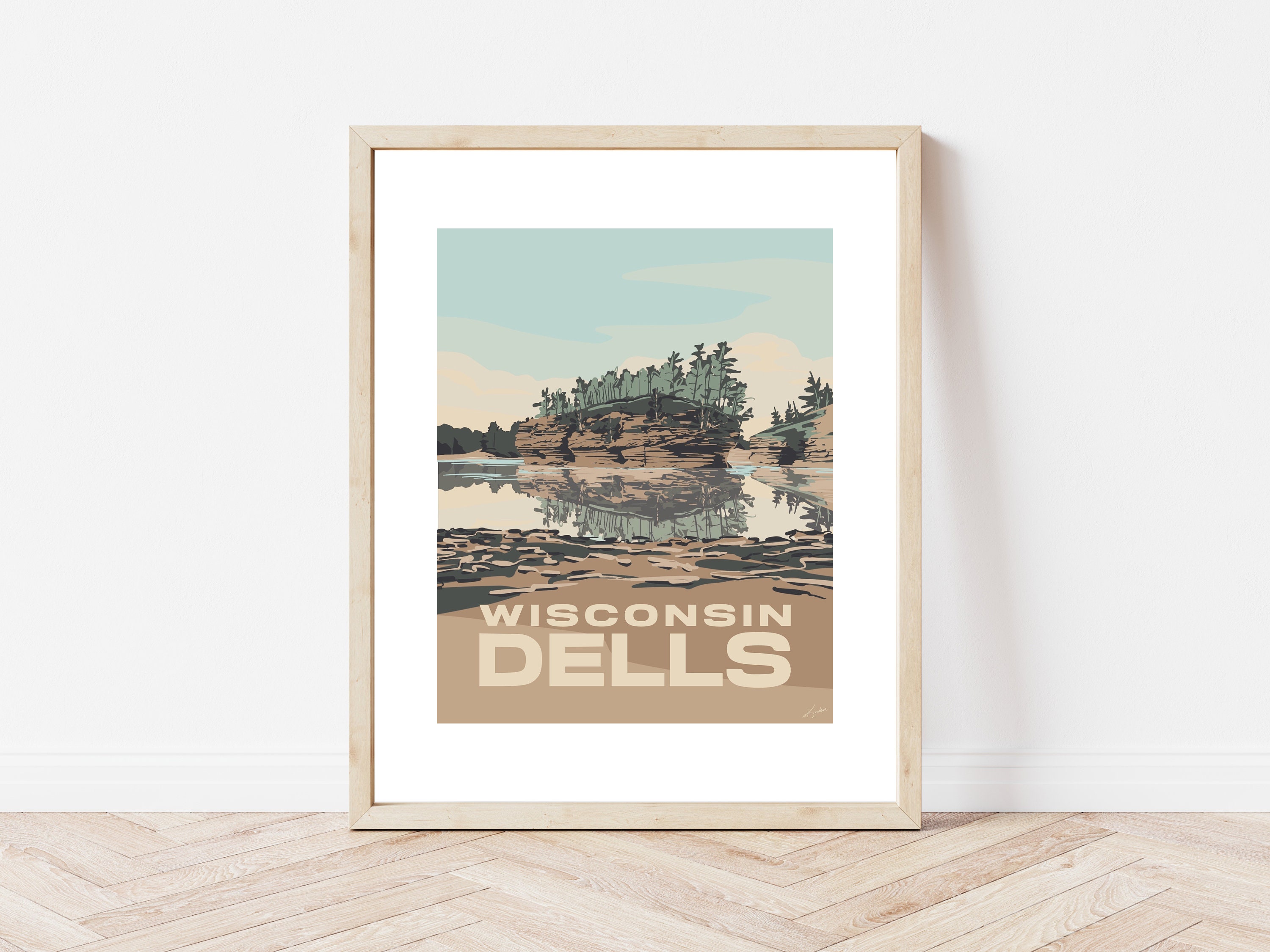 Wisconsin Dells State Park Wisconsin Art Print Vintage Art Deco Modern ...