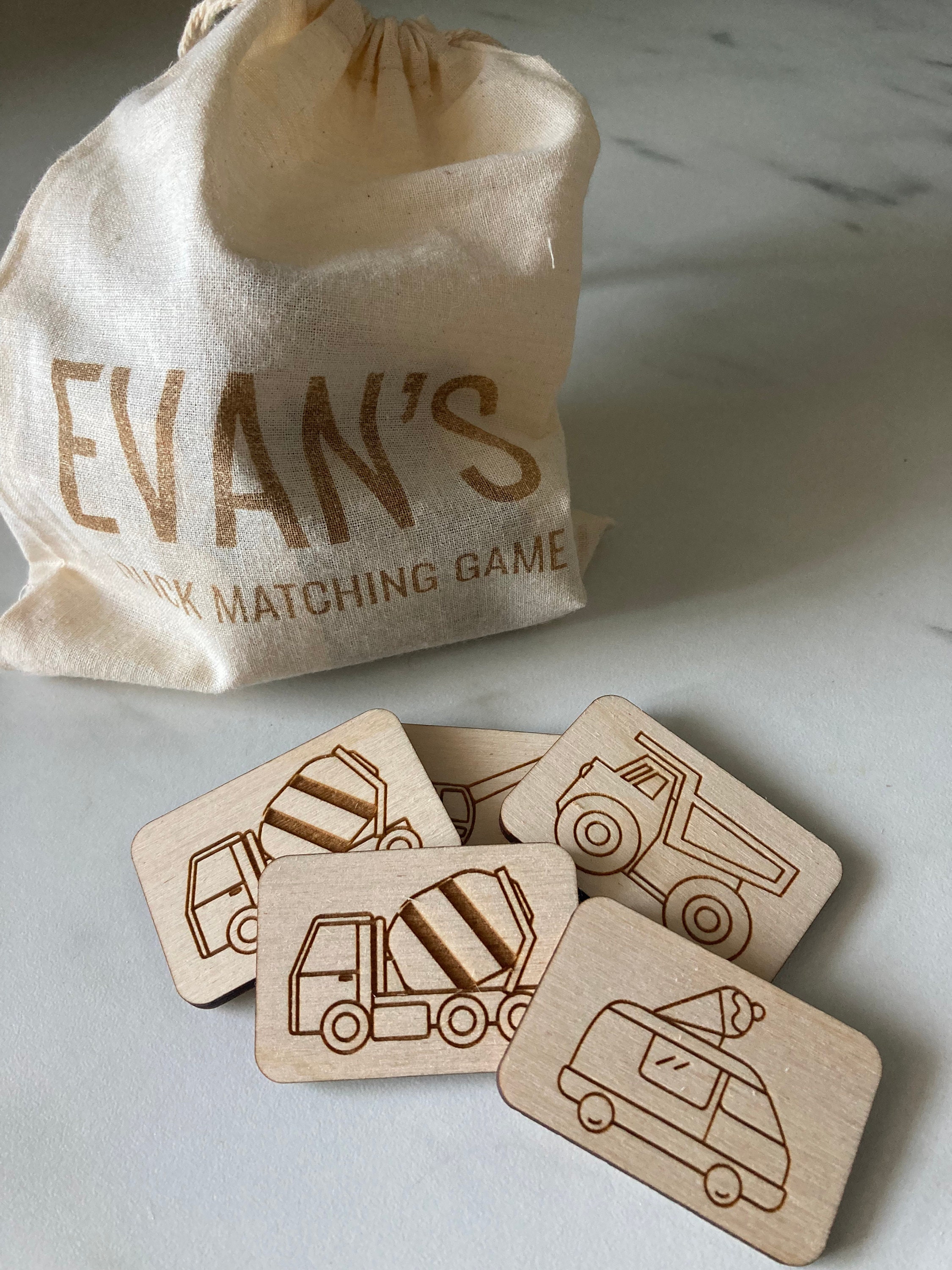 Children's Wood Car Matching Game With Personalized Canvas - Etsy