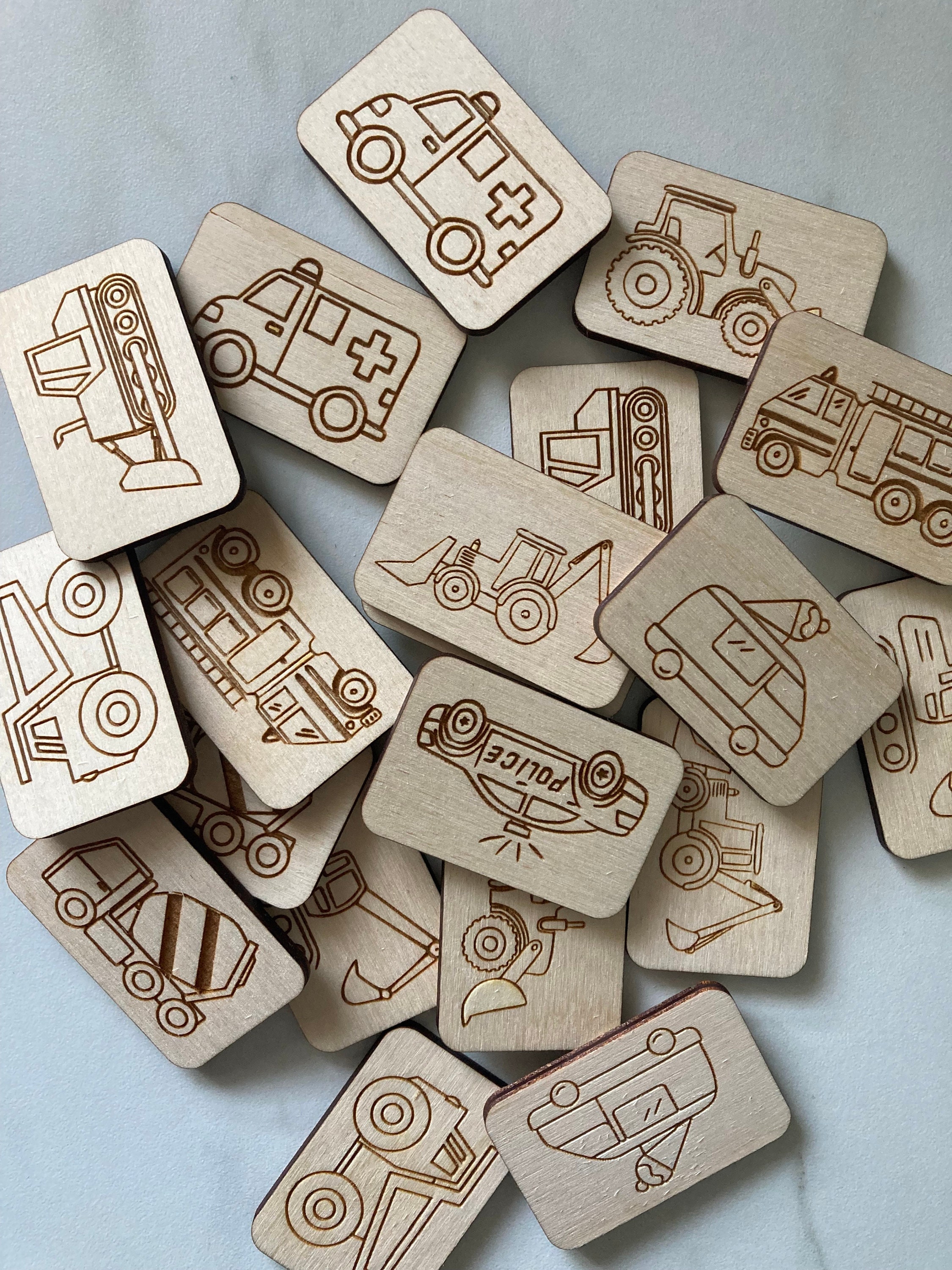 Children's Wood Car Matching Game With Personalized Canvas - Etsy