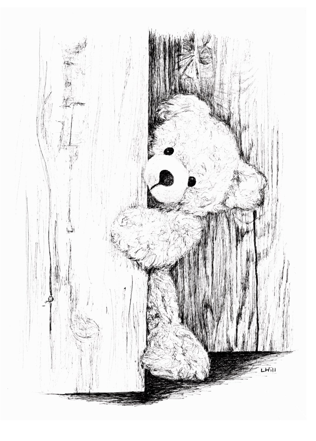 Teddy I, Black and White, Pen and Ink Greeting Cards - Etsy