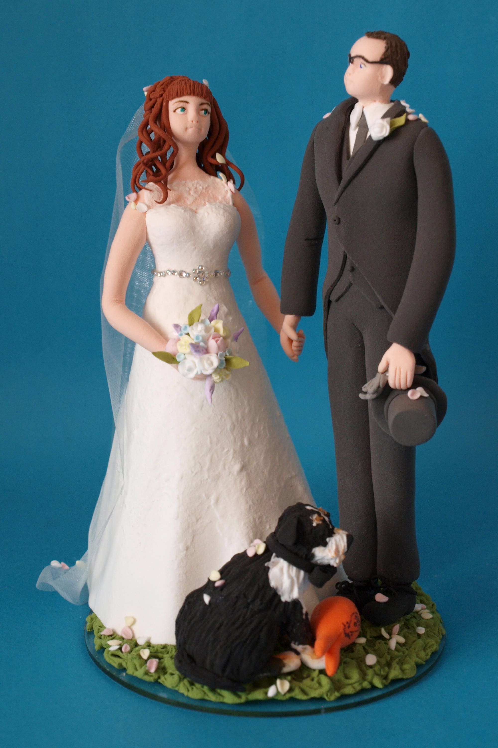 Personalised Couple With One Pet Wedding Cake Topper - Etsy