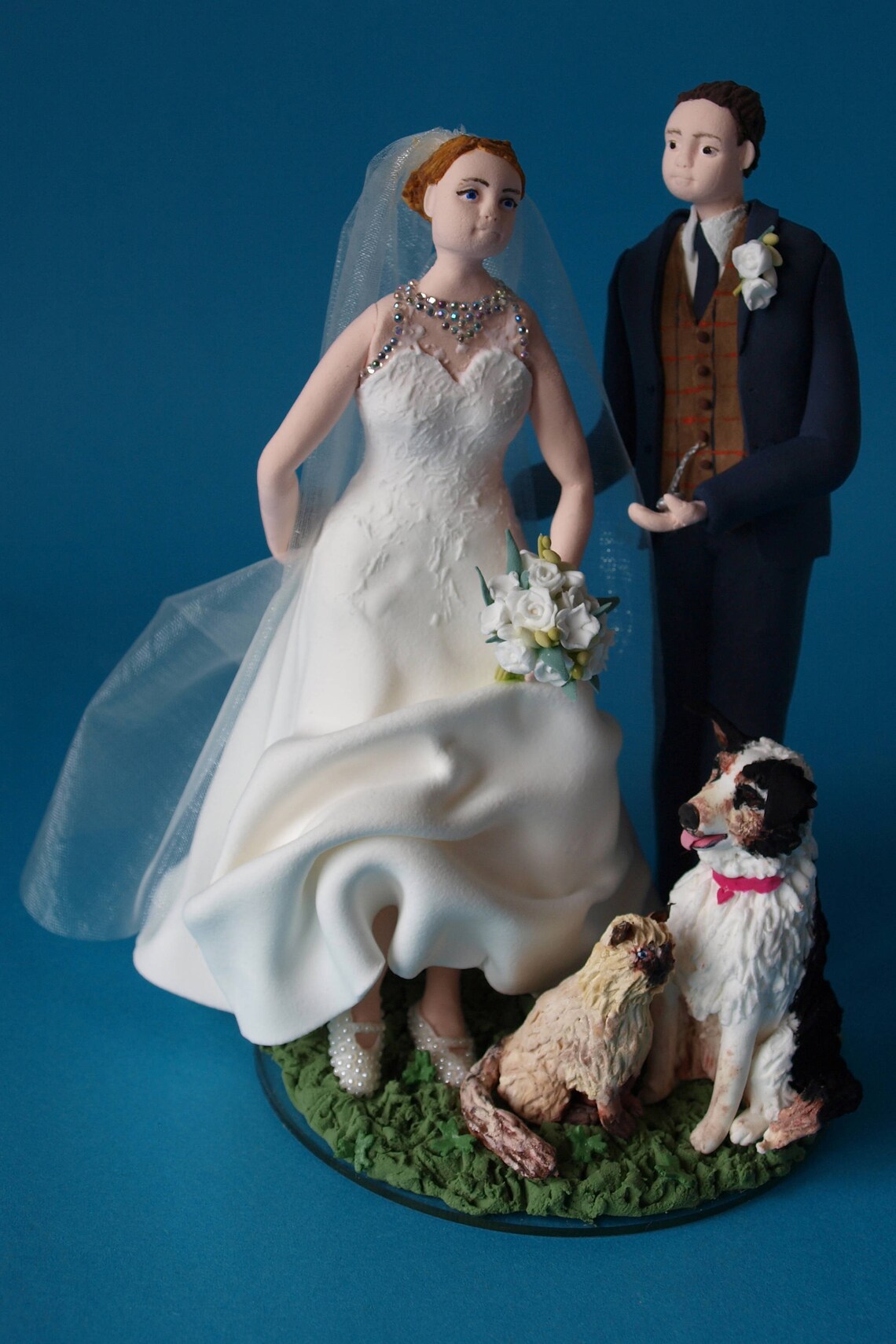 Personalised Couple With Two Pets Wedding Cake Topper - Etsy