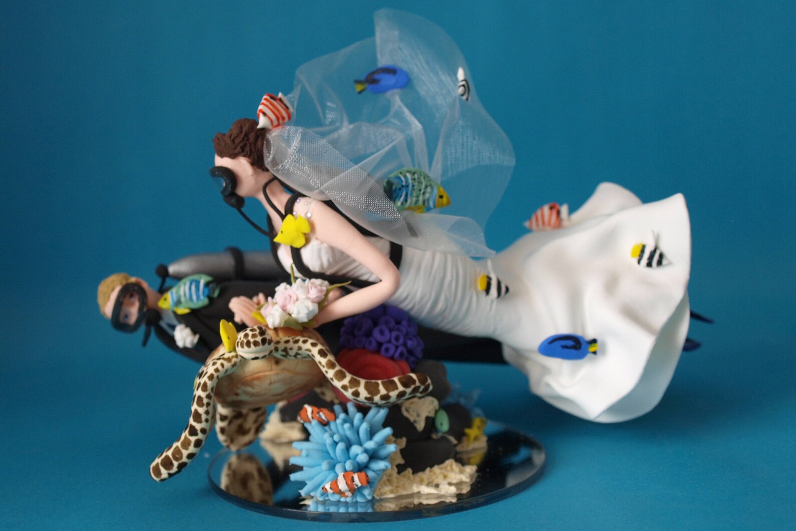 Personalised Scuba Diving Couple With Turtle Wedding Cake - Etsy