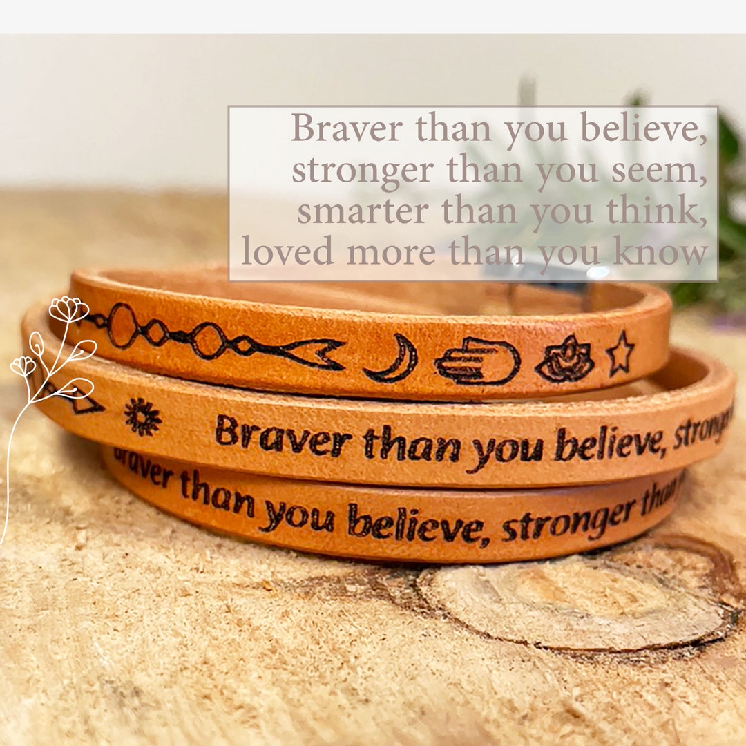 Leather Positivity Bracelet Band Personalised Gift for Women - Etsy UK