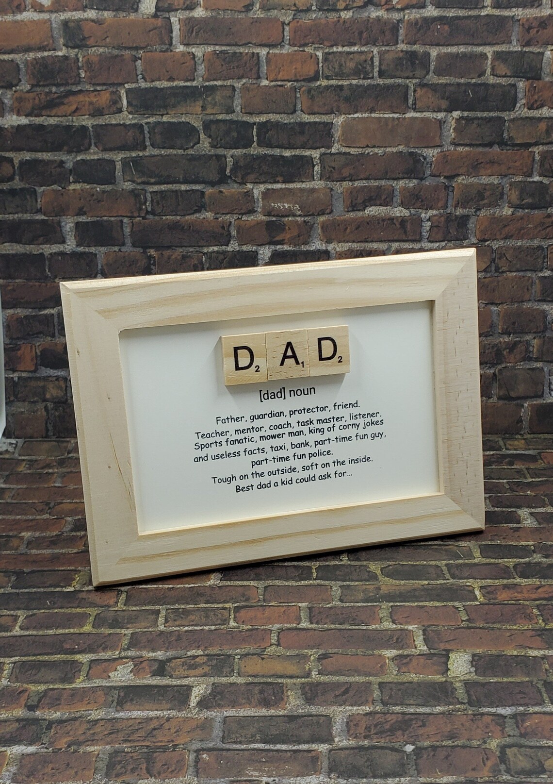 Father's Day DAD Frame, Repurposed Scrabble Tiles, Natural Solid Wood ...