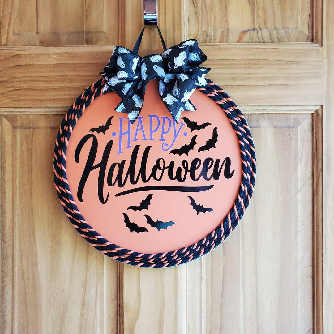Happy Halloween Door Sign / Wall Sign / Round Metal Sign / Permanent ...