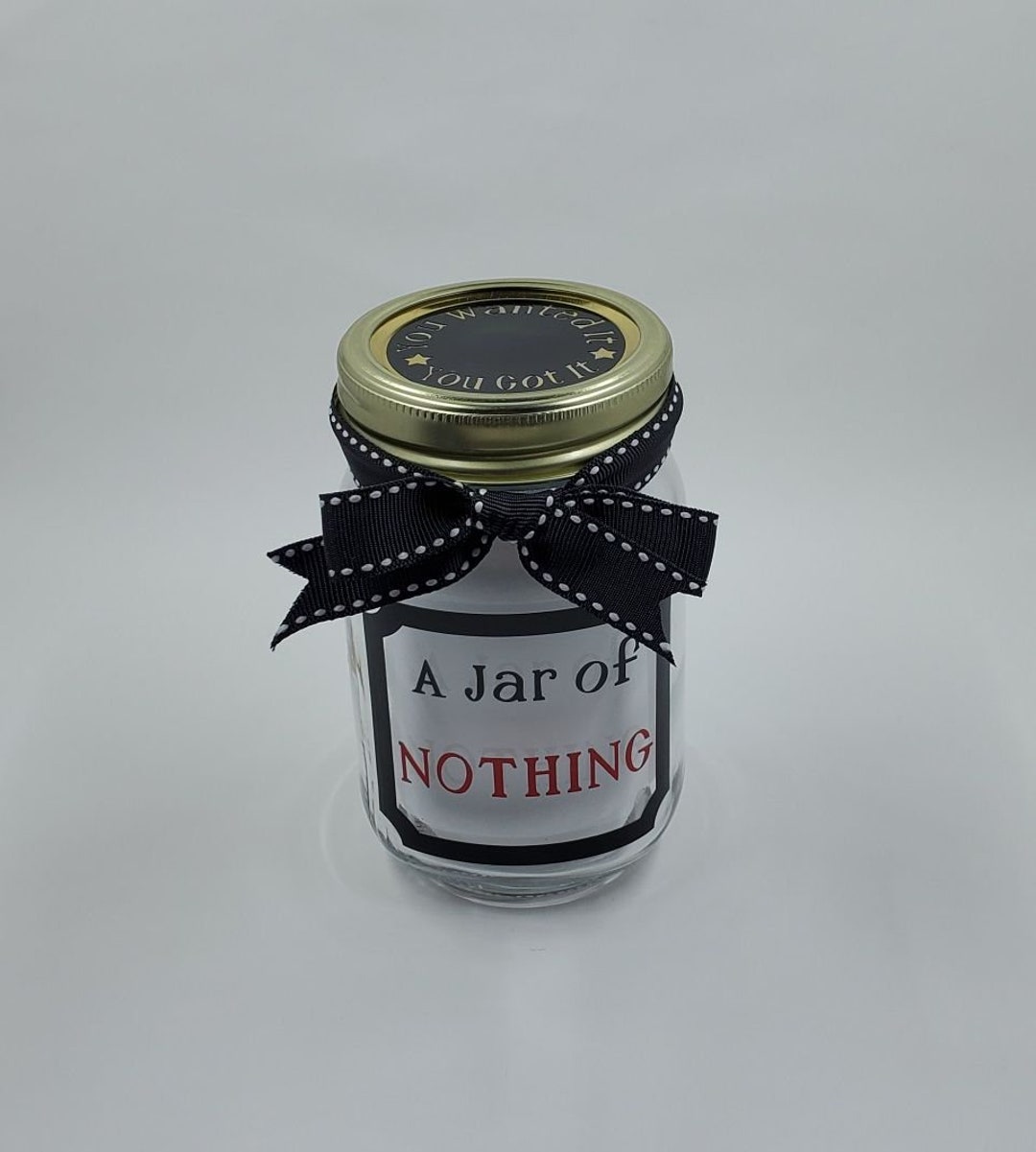 A Jar of Nothing / Handmade Bow / Cheeky / Gift Giving / Pint - Etsy
