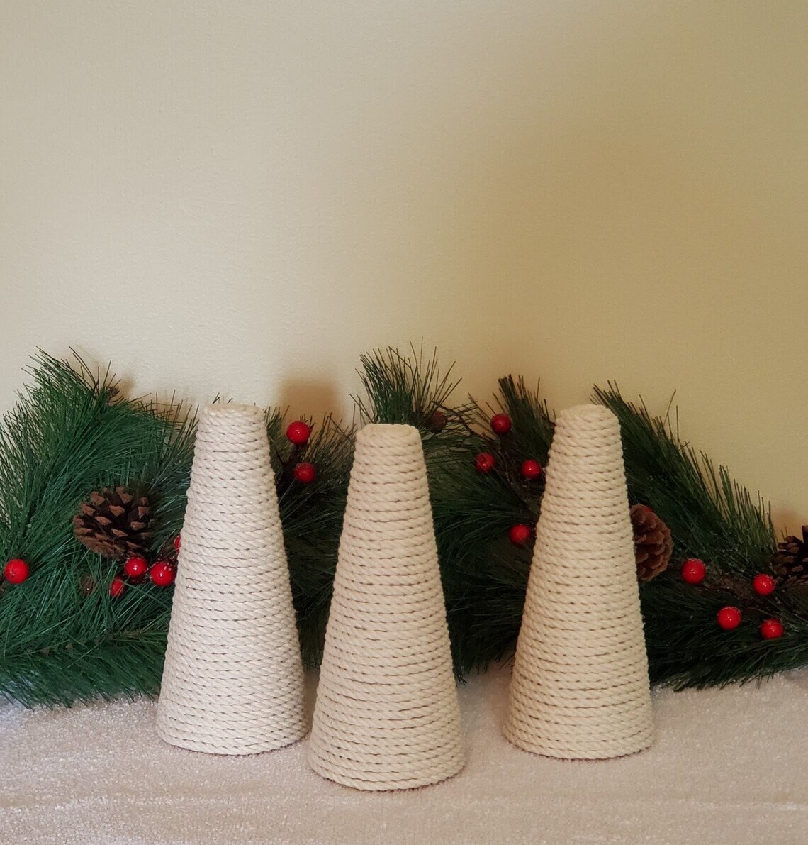 Cotton Rope Cone Trees / Set of Three / Shelf Decor / Table Decor ...