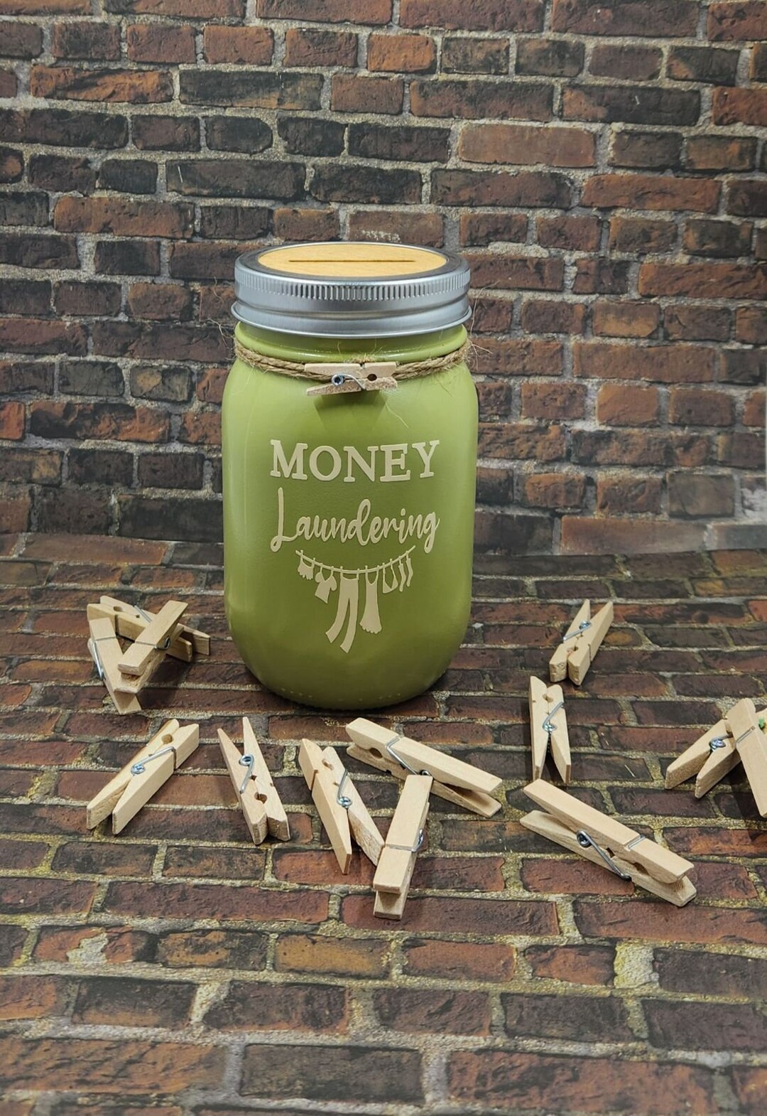 Money Laundering Mason Jar Coin Bank / Laundry / Home Decor / Gift ...
