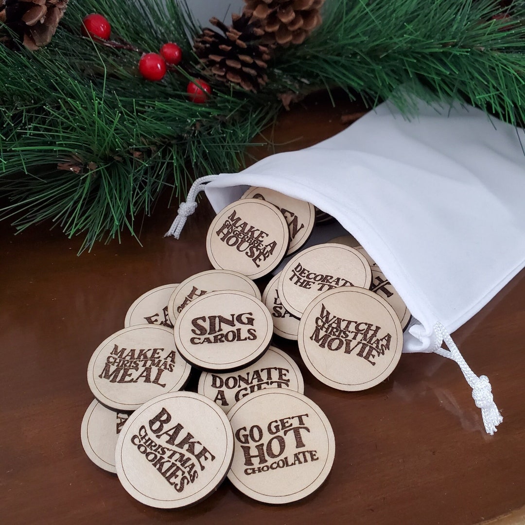 Wooden Christmas Countdown Tokens / Christmas Coins / Christmas Advent ...