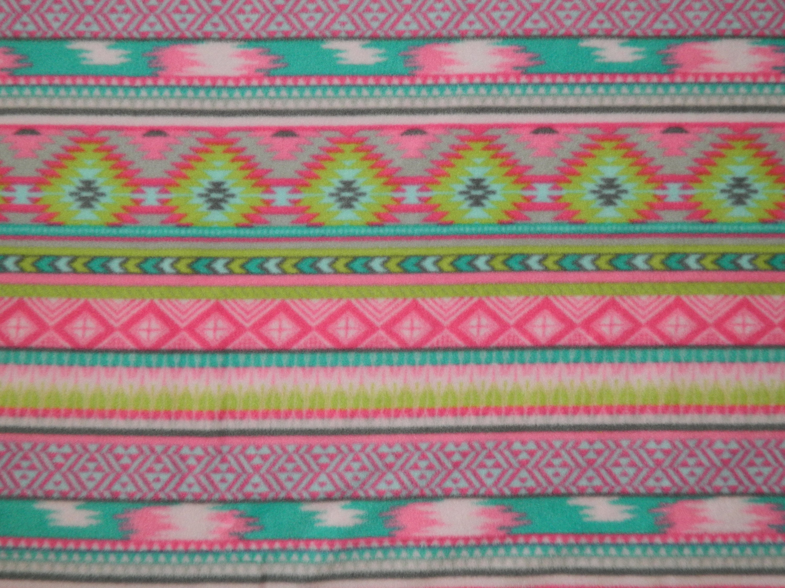 Southwest Pink Teal Aztec Anti-pill No-sew Fleece Blanket | Etsy
