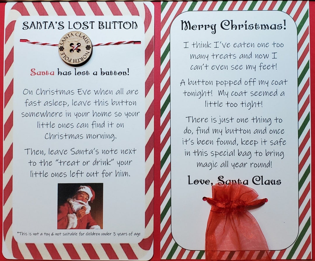 Santa's Lost Button / Christmas Eve / Laser Cut Wood Button / Button ...