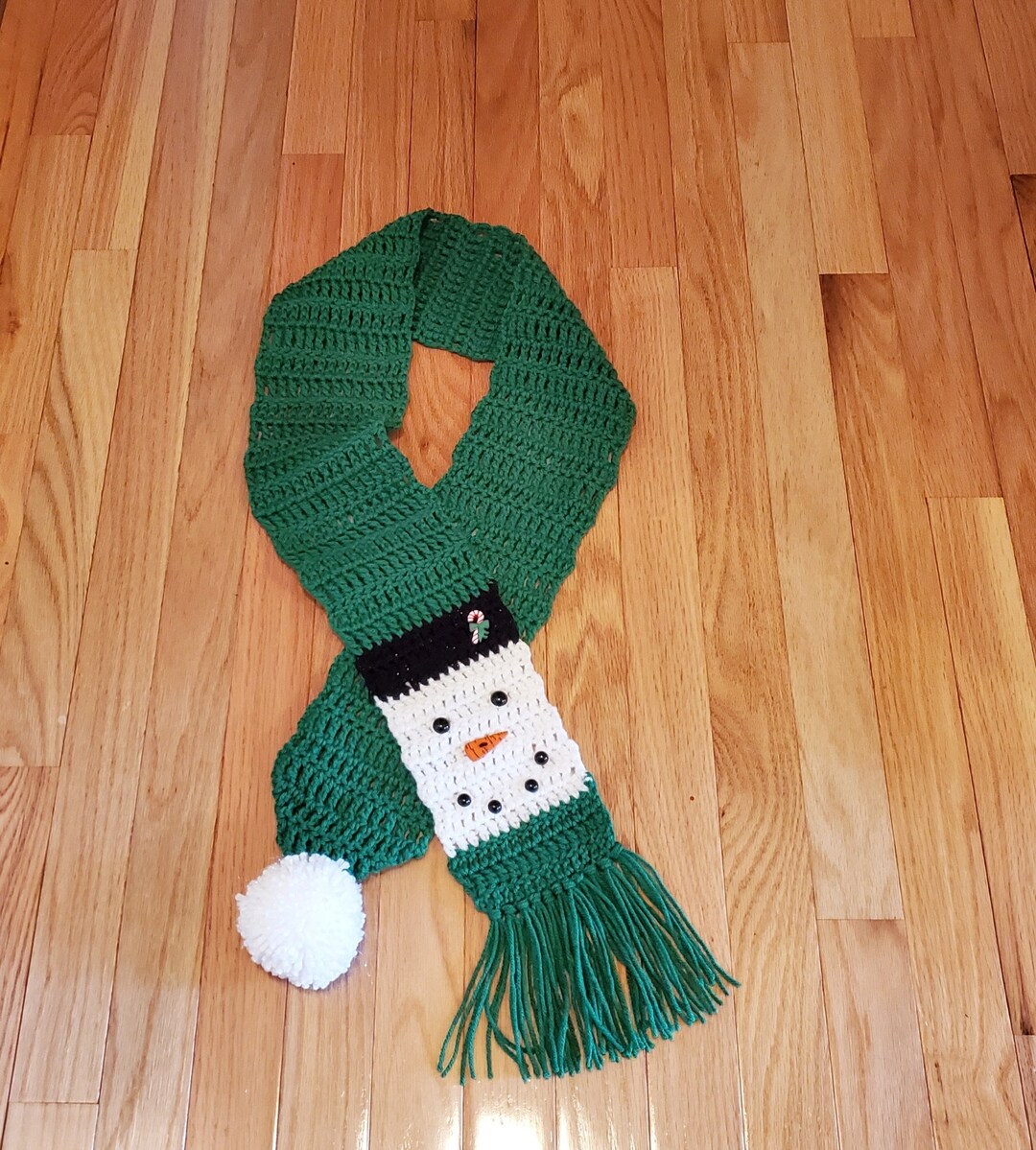 Hand Crochet Holiday Snowman Scarf 5 X 50 / - Etsy