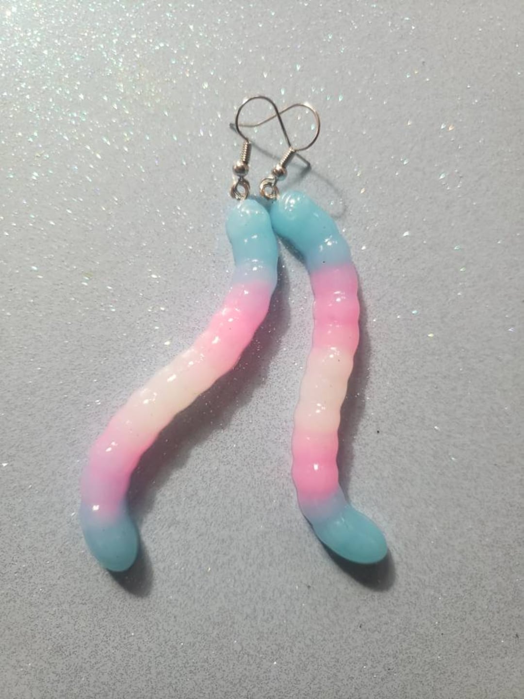 Pride Flag Worms! Trans Flag Colored Gummy Worm Earrings - Etsy