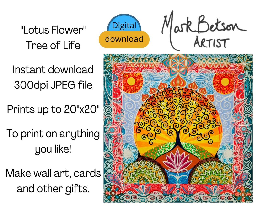Printable Tree of Life & Lotus Flower Instant Download Tree Art ...