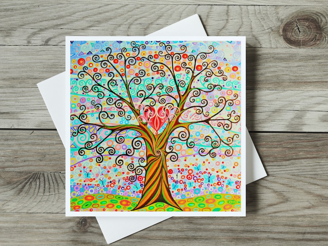 Tree of Life Card & Love Heart, Pagan, Spiritual, Sacred Tree, Card for ...