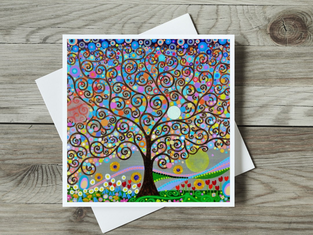 Tree of Life Card, Tree and Woodland Blank Handmade Spiritual Art ...