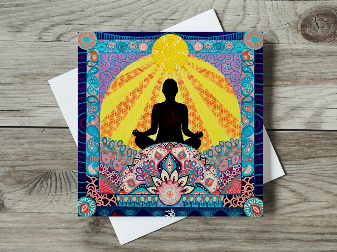Meditating Buddha Card, Mindful Namaste Card, Yoga Birthday or Thank ...