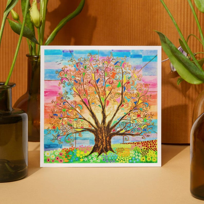 Klimt Tree Card: Art Nouveau Tree of Life, Spiritual, Mindfulness ...