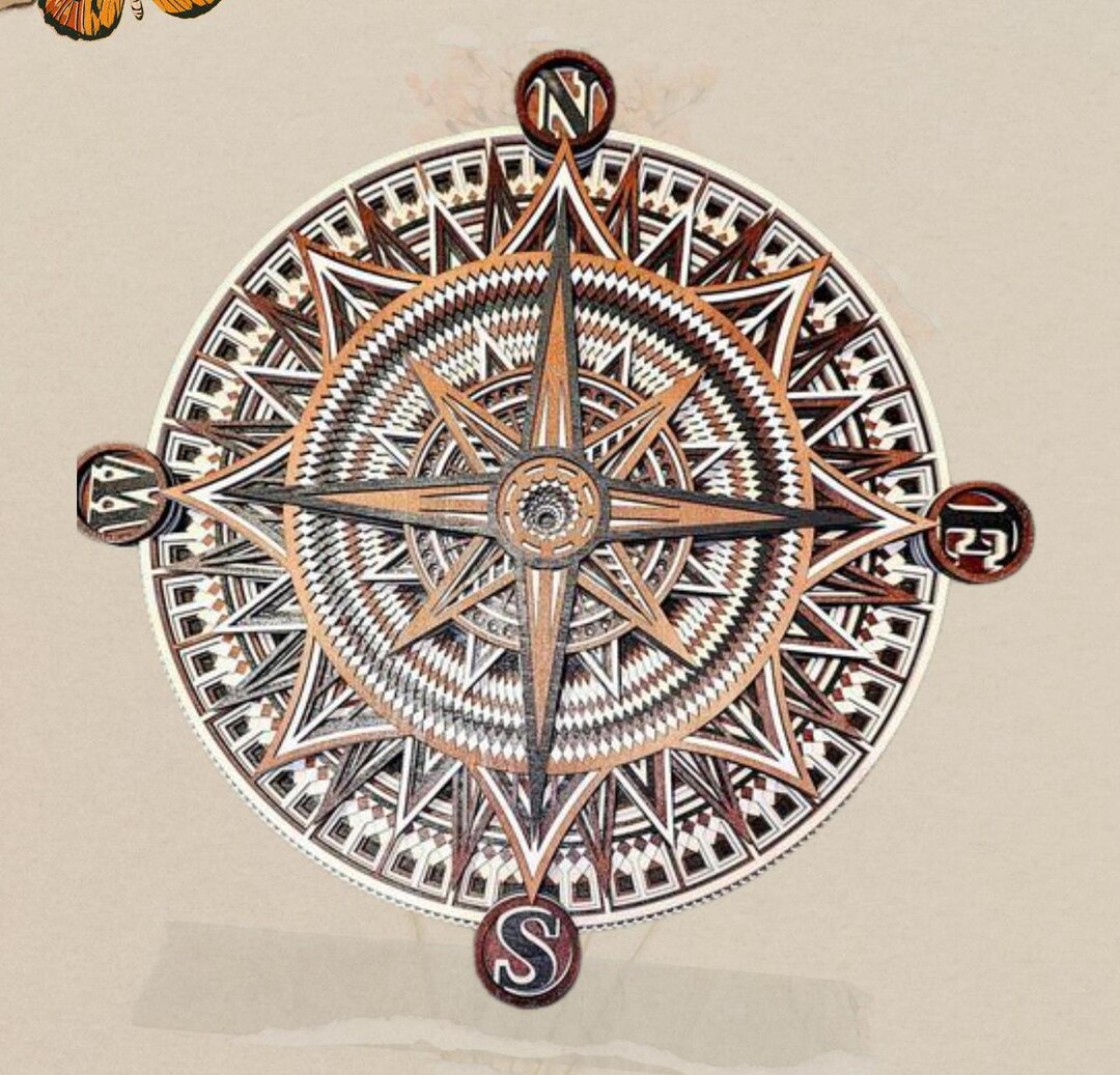 Handcrafted Mandala Wooden Compass - Etsy