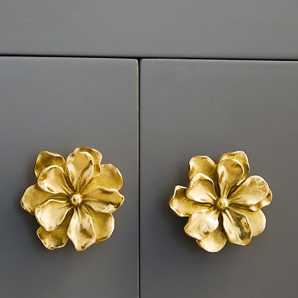 Brass Flower Knob - Etsy