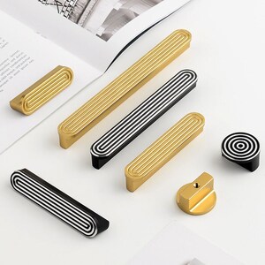 Black White Fingerprint Dresser Pulls Knobs Art Deco Drawer Handles ...