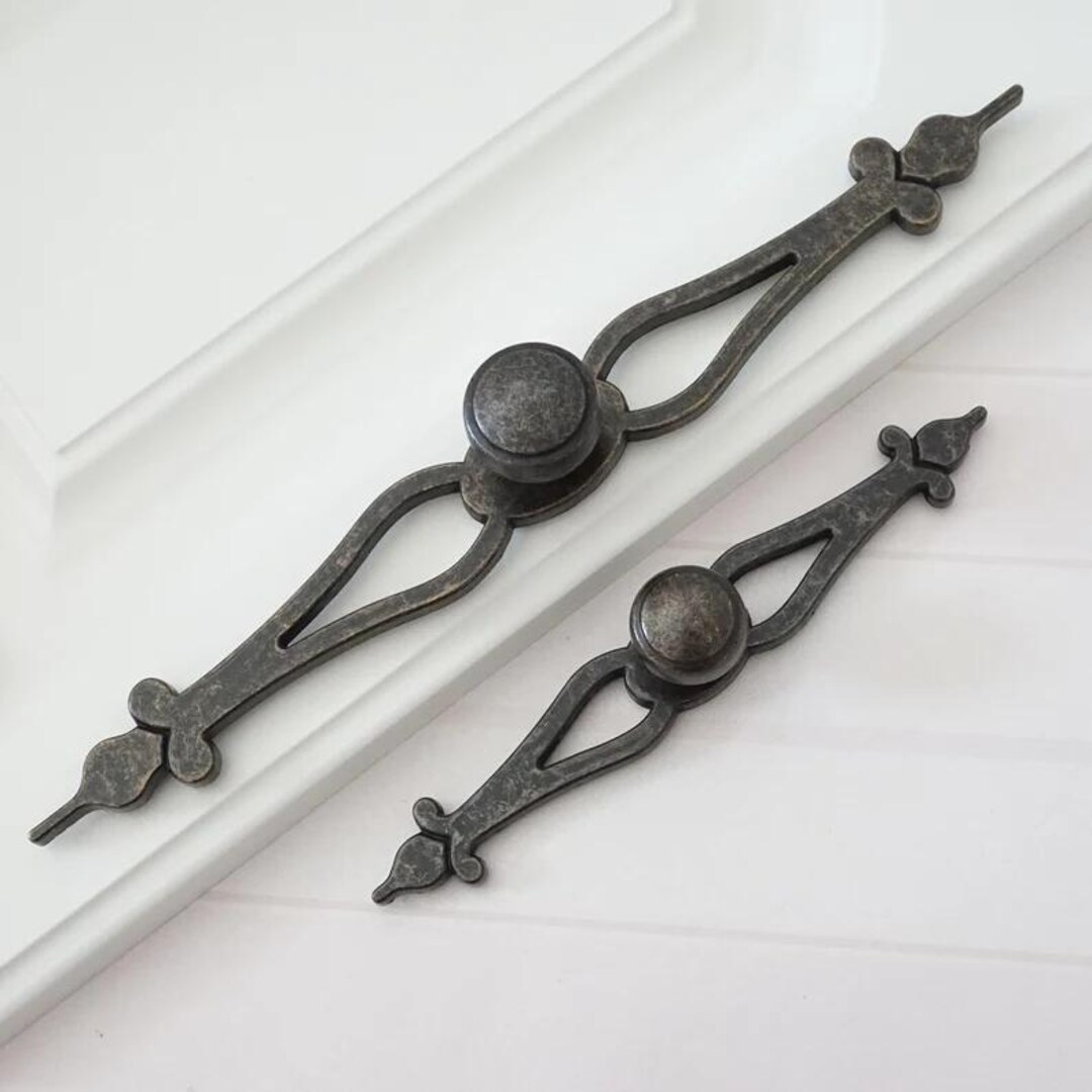 Antique Black Drawer Knobs With Backplate Antique Cabinet Pulls Rustic Kitchen Door Knobs Handle ...