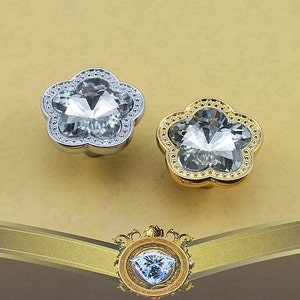 Sparkly Glass Knobs / Crystal Knob Flower / Dresser Knobs / Drawer ...