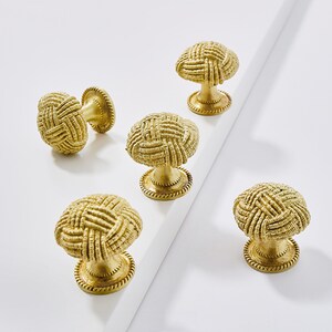Unique Button Knobs Brass Gold Drawer Knobs Decorative Dresser Knobs Pulls Modern Kitchen ...