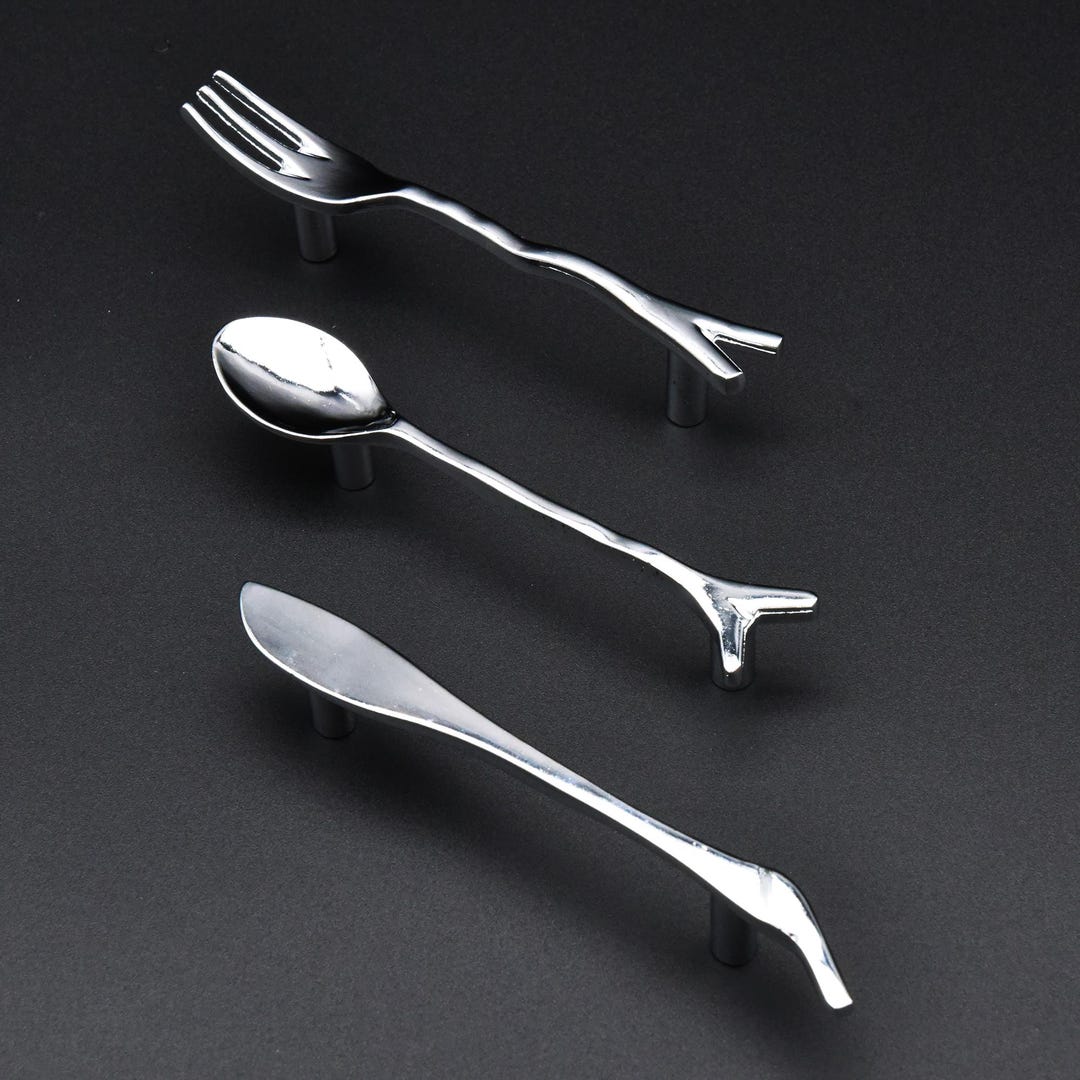 3"chrome Spoon Fork Knife Pulls Kitchen Cabinet Door Handles Dresser ...
