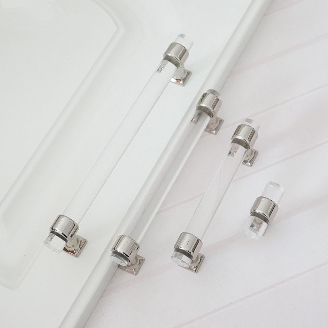 Customizable Chrome Silver Acrylic Pulls Clear Wardrobe Handles ...